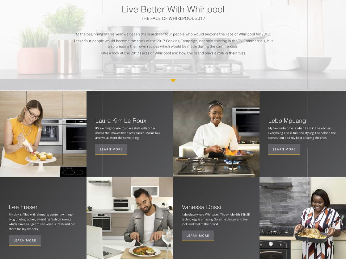 Whirlpool The Face Of Whirlpool 2017 Website - Lucidity Design