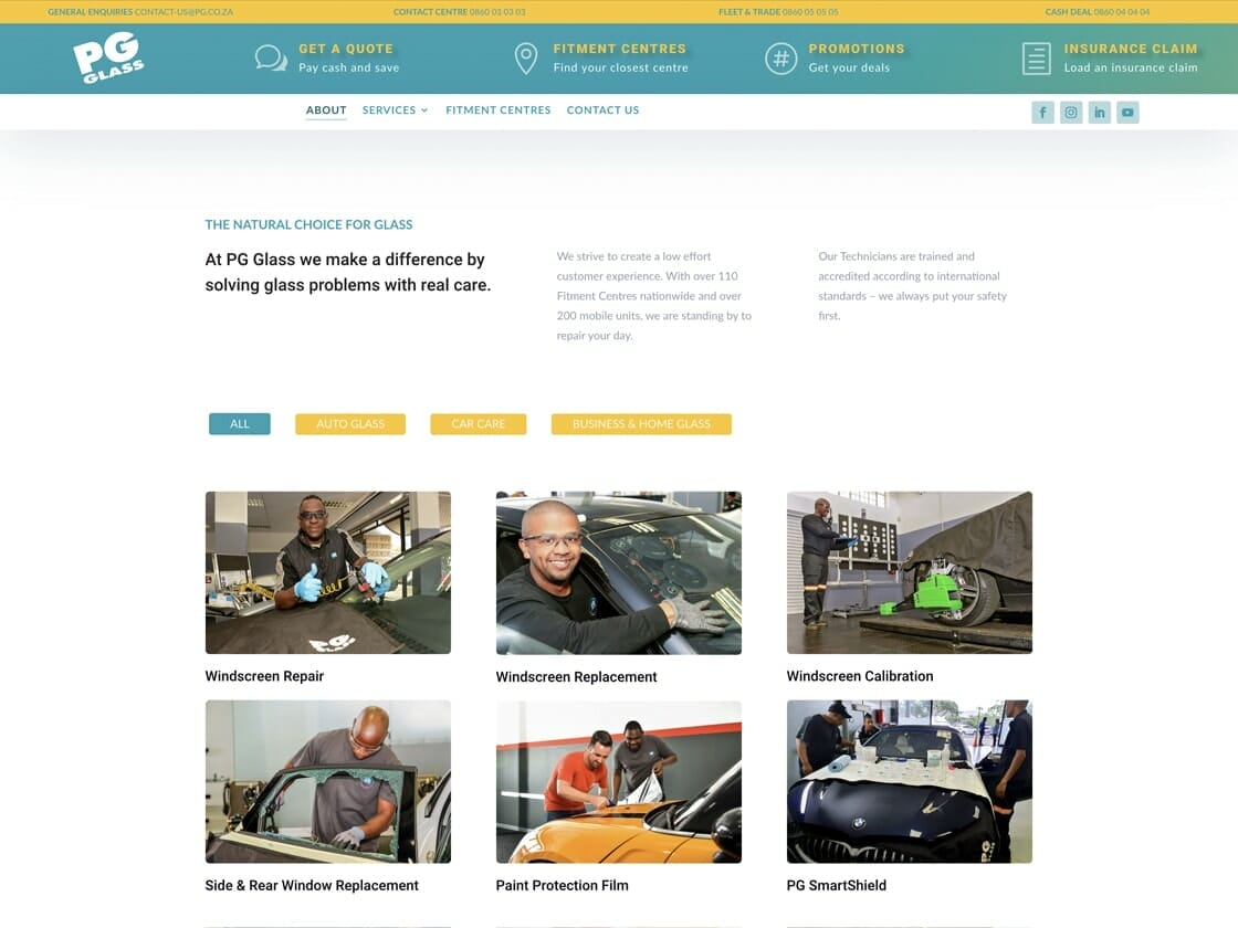 PG Glass Website - Lucidity Design