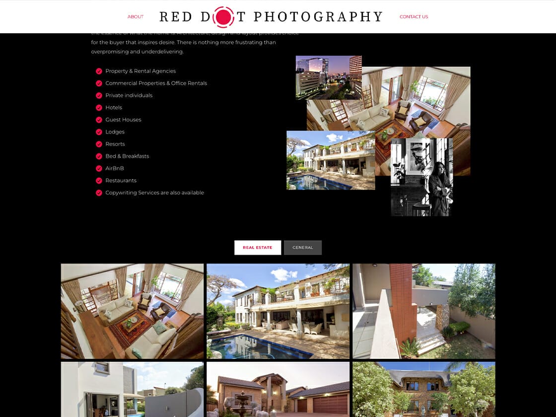 Red Dot Photography Website - Lucidity Design